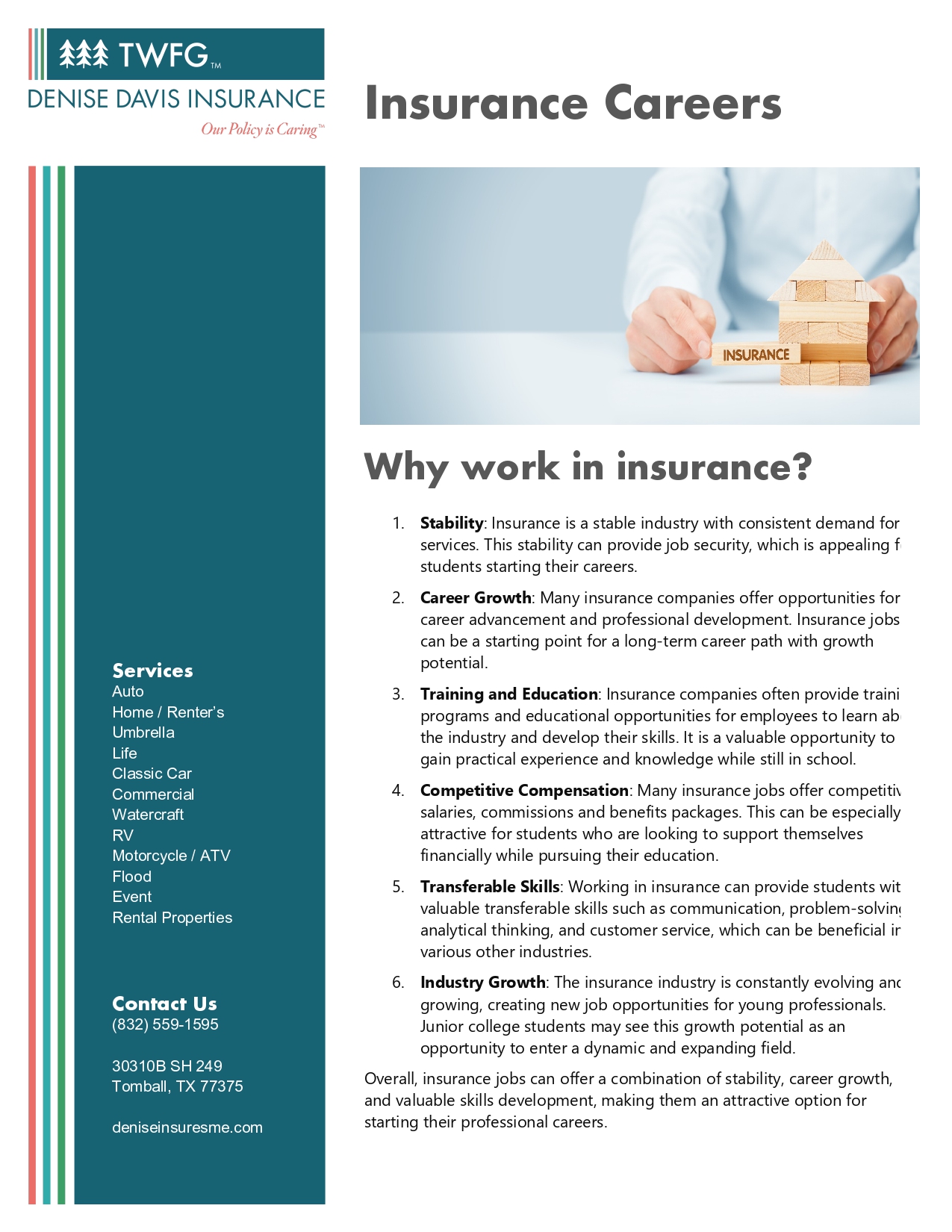 Work With Us - Denise Davis TWFG Insurance